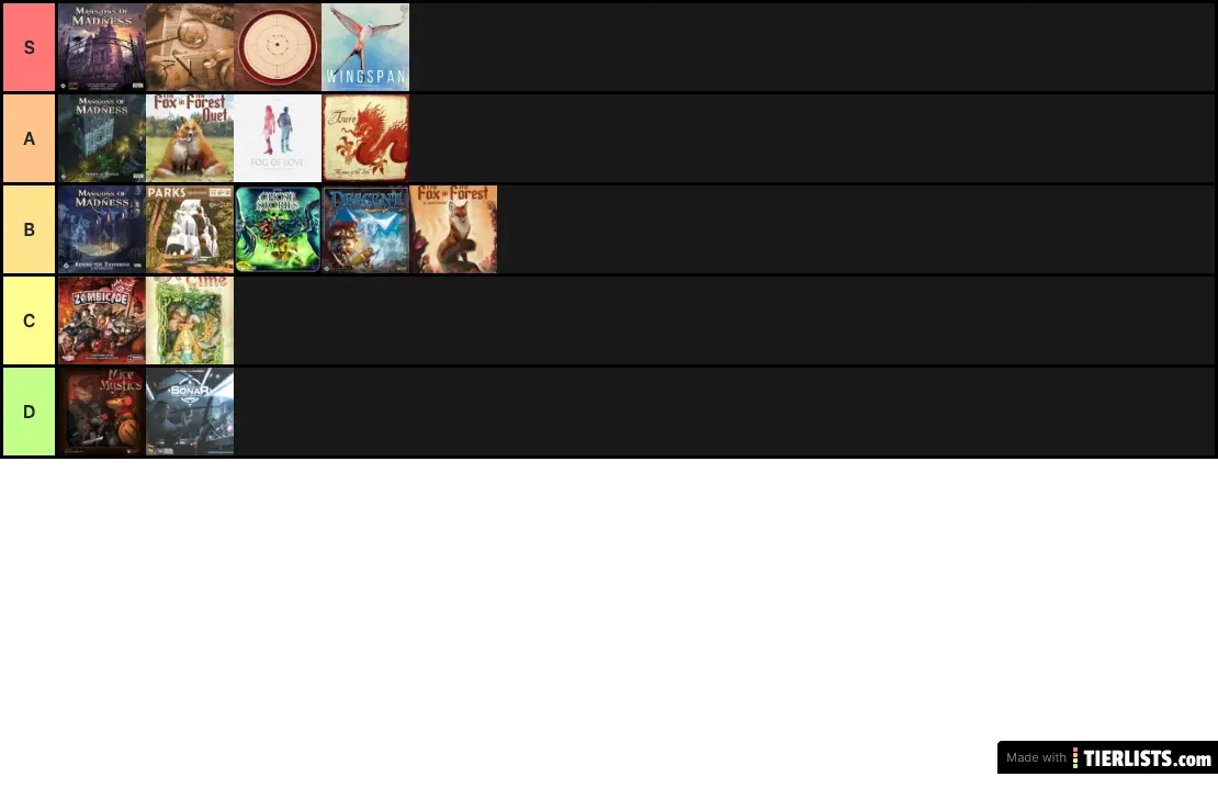 Board Games Tier List Maker TierLists