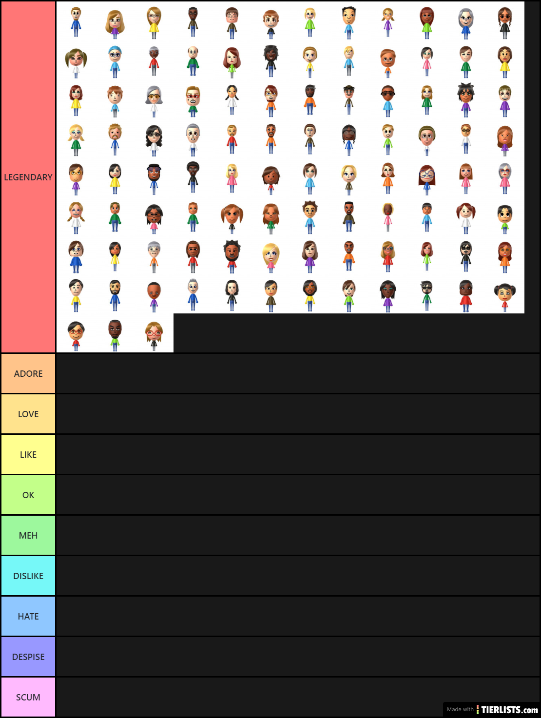 Tier List Template Text